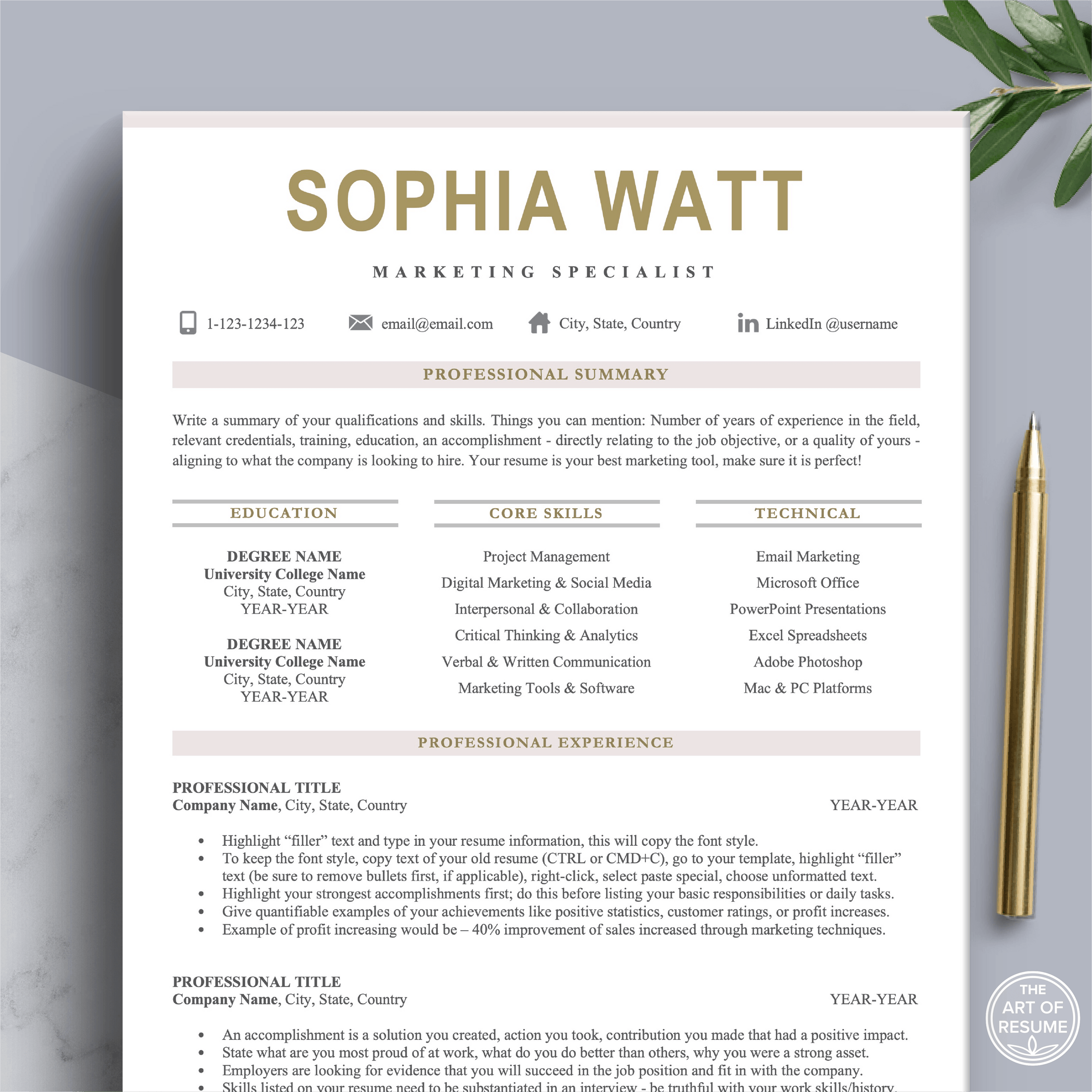 Modern Resume Designs, Professional CV Templates (It's Easy!) – The Art ...