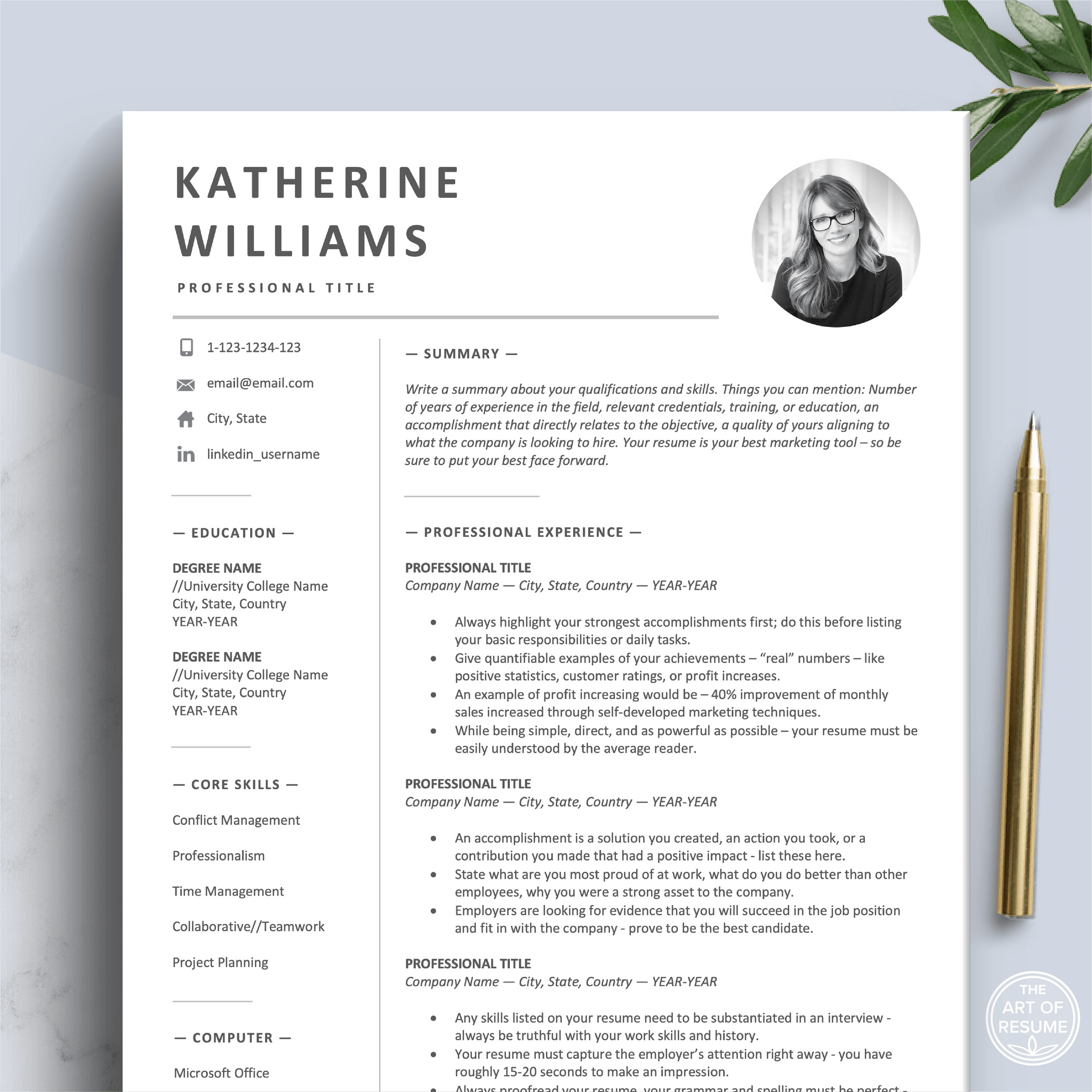 Resume with Photo | Professional Resume with Picture – The Art of Resume