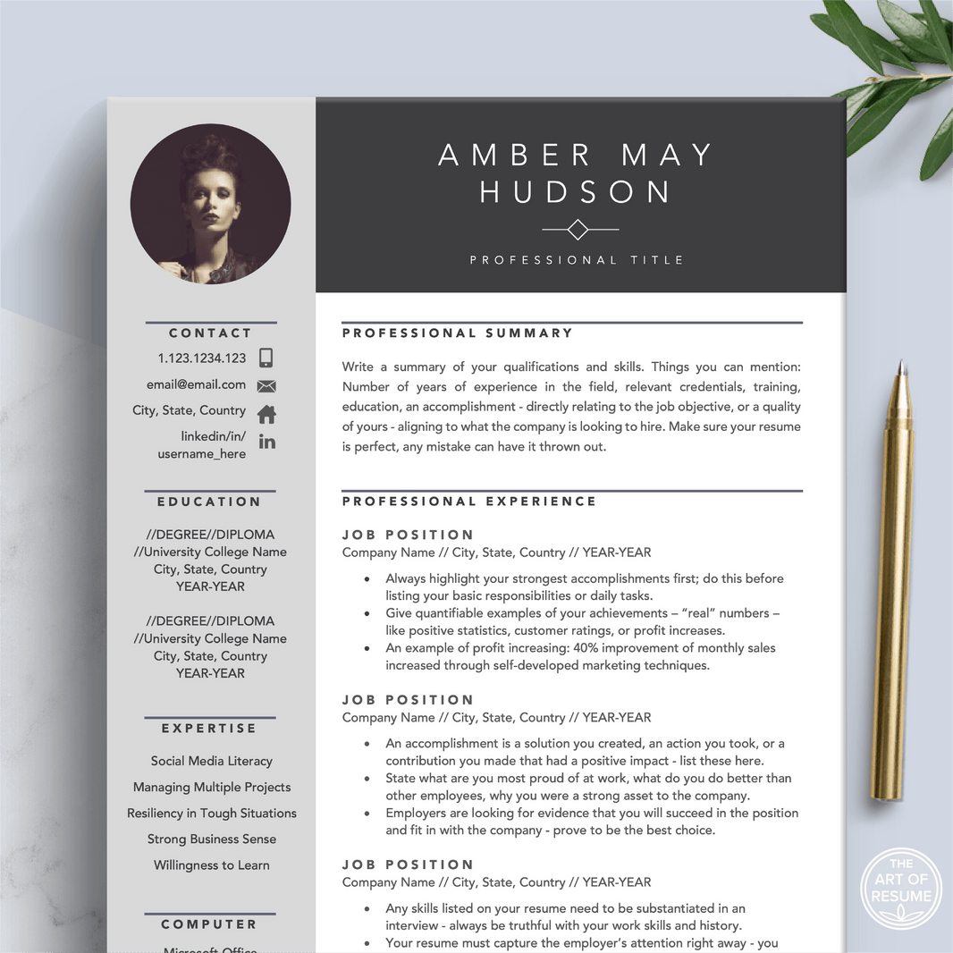 Resume with Photo Profile Picture (2026) – The Art of Resume