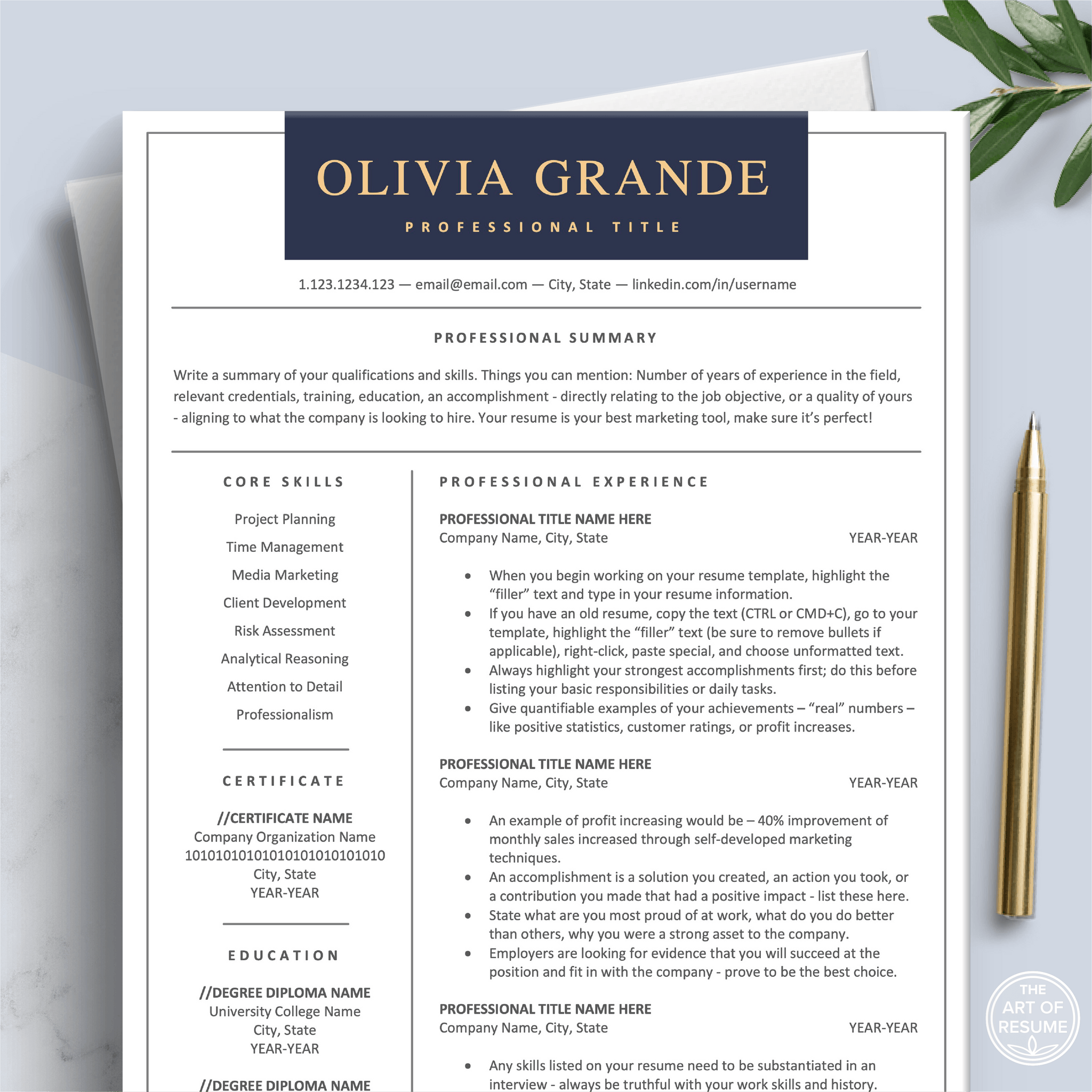 Professional Resume | Modern CV Design | Free Resumes Included – The ...