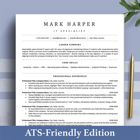 ATS-Friendly Resume Template Builder | Resume with Cover Letter – The ...