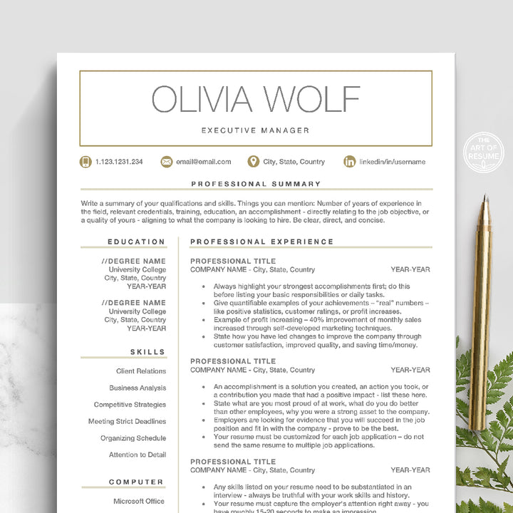 Customize Resume Template Borders and Lines in Microsoft Word – The Art ...