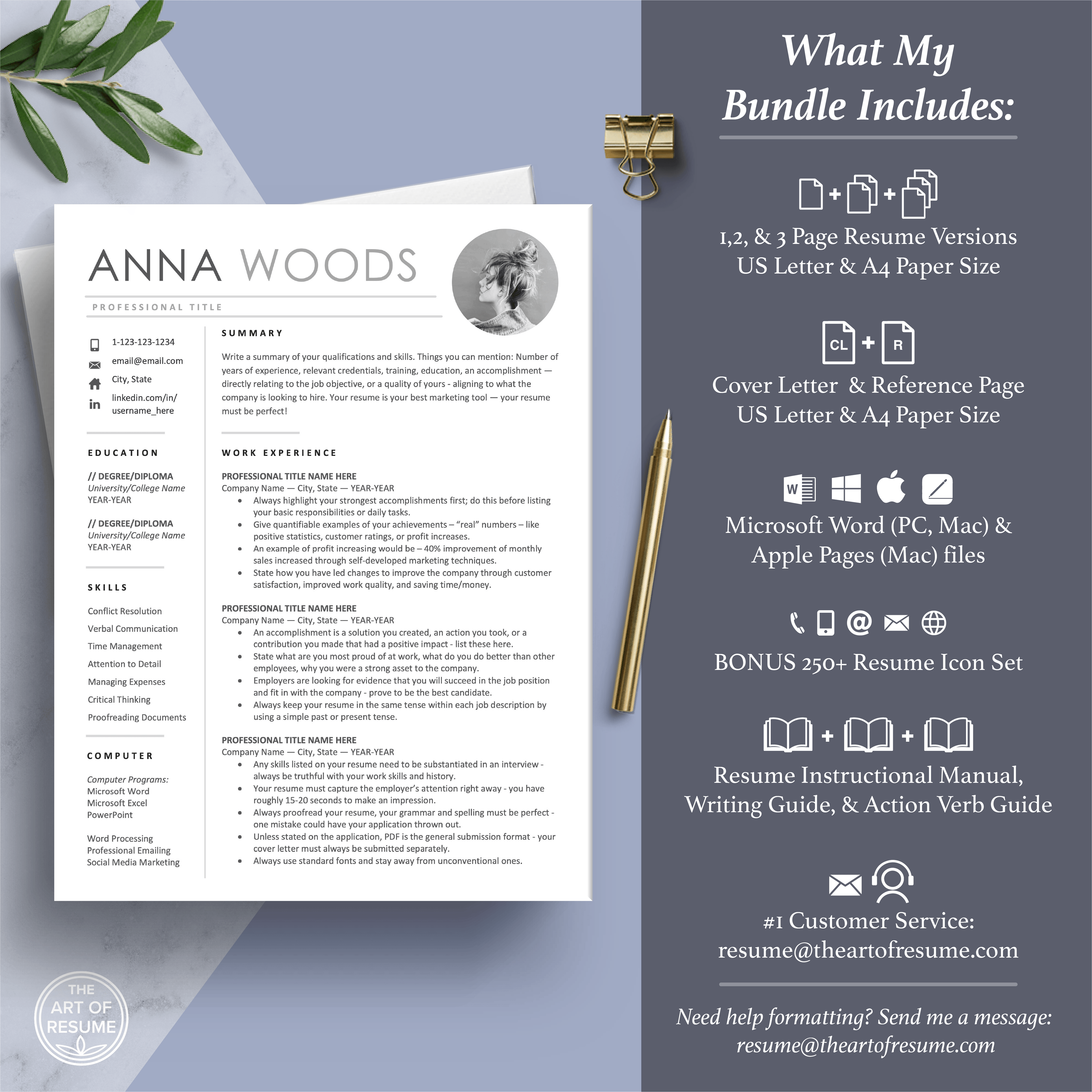 Professional Resume Bundle | Photo Picture Insert | FREE Resumes – The ...