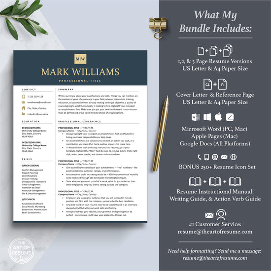 Free Resume Templates, Free Writing Guide, Resume Bundle – The Art of ...
