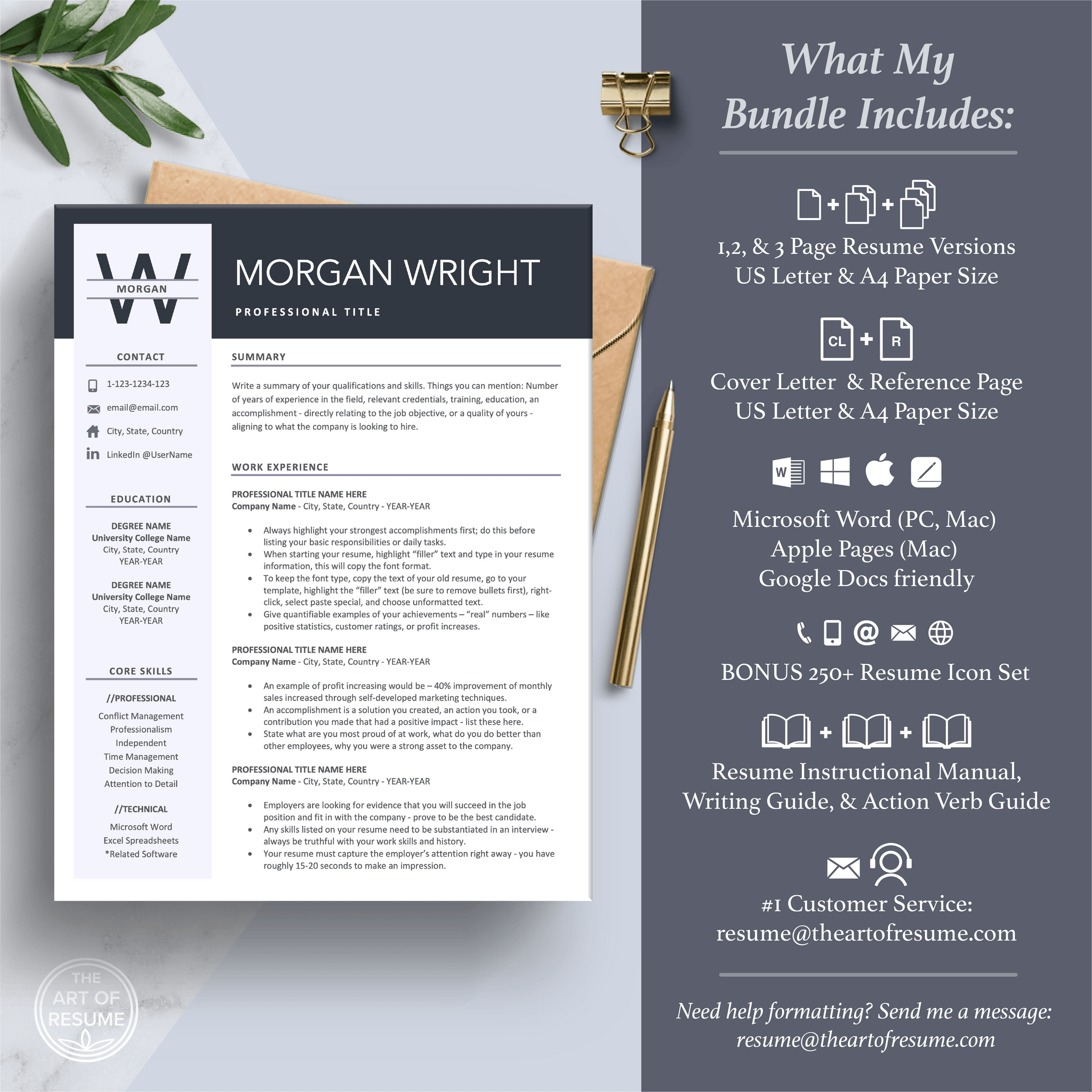Professional Resume Template Maker with Cover Letter – The Art of Resume