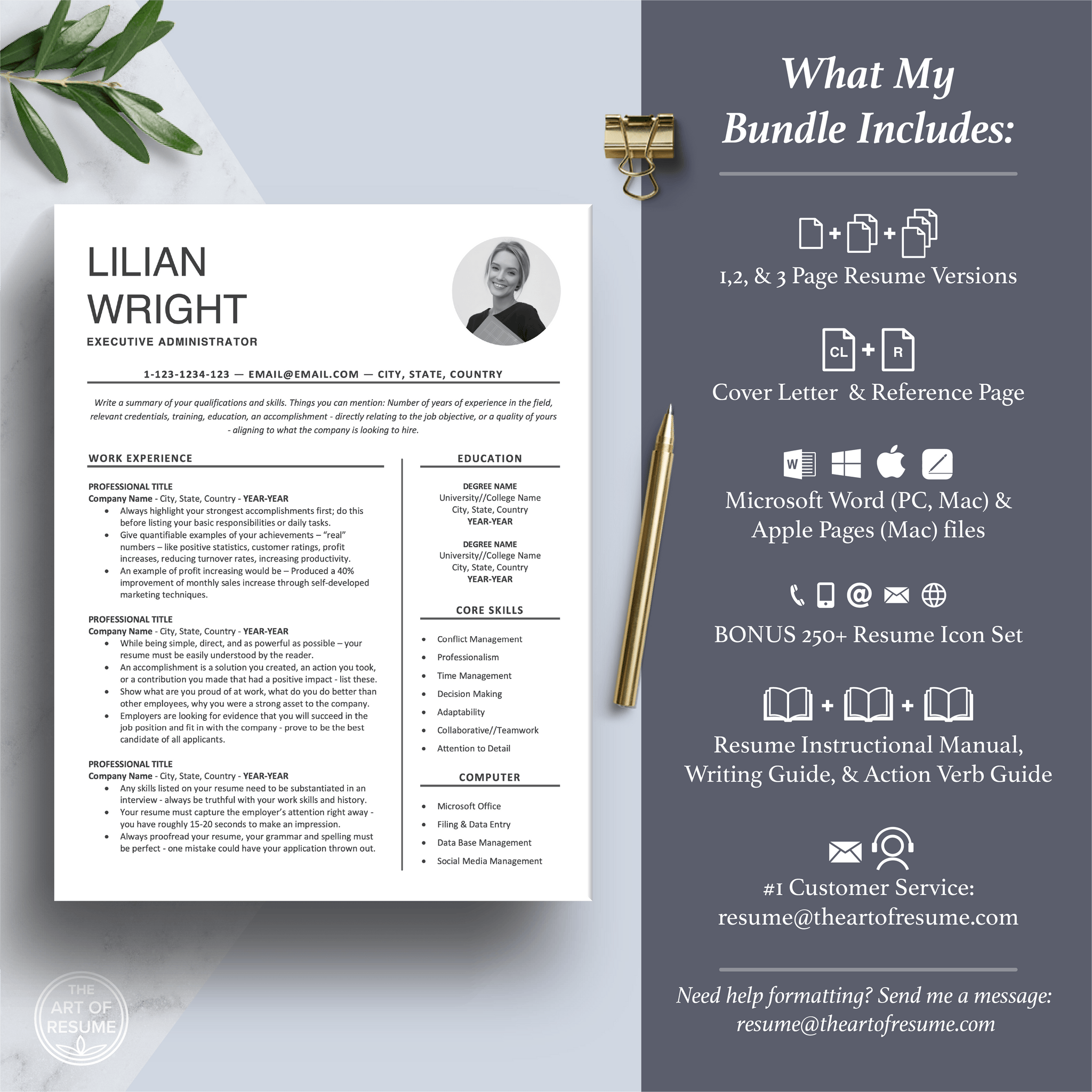 Professional Resume with Photo, Modern Resume Templates – The Art of Resume