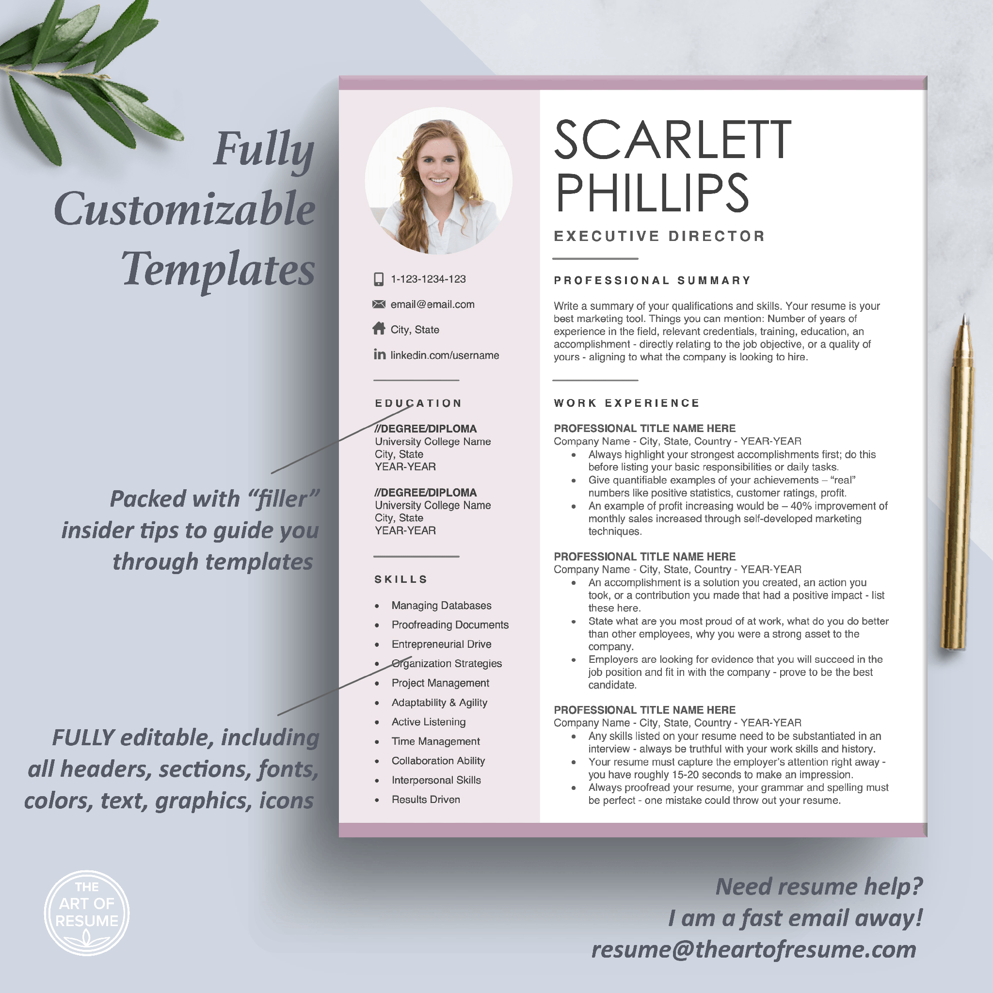 Creative Resume CV Template with Profile Picture – The Art of Resume