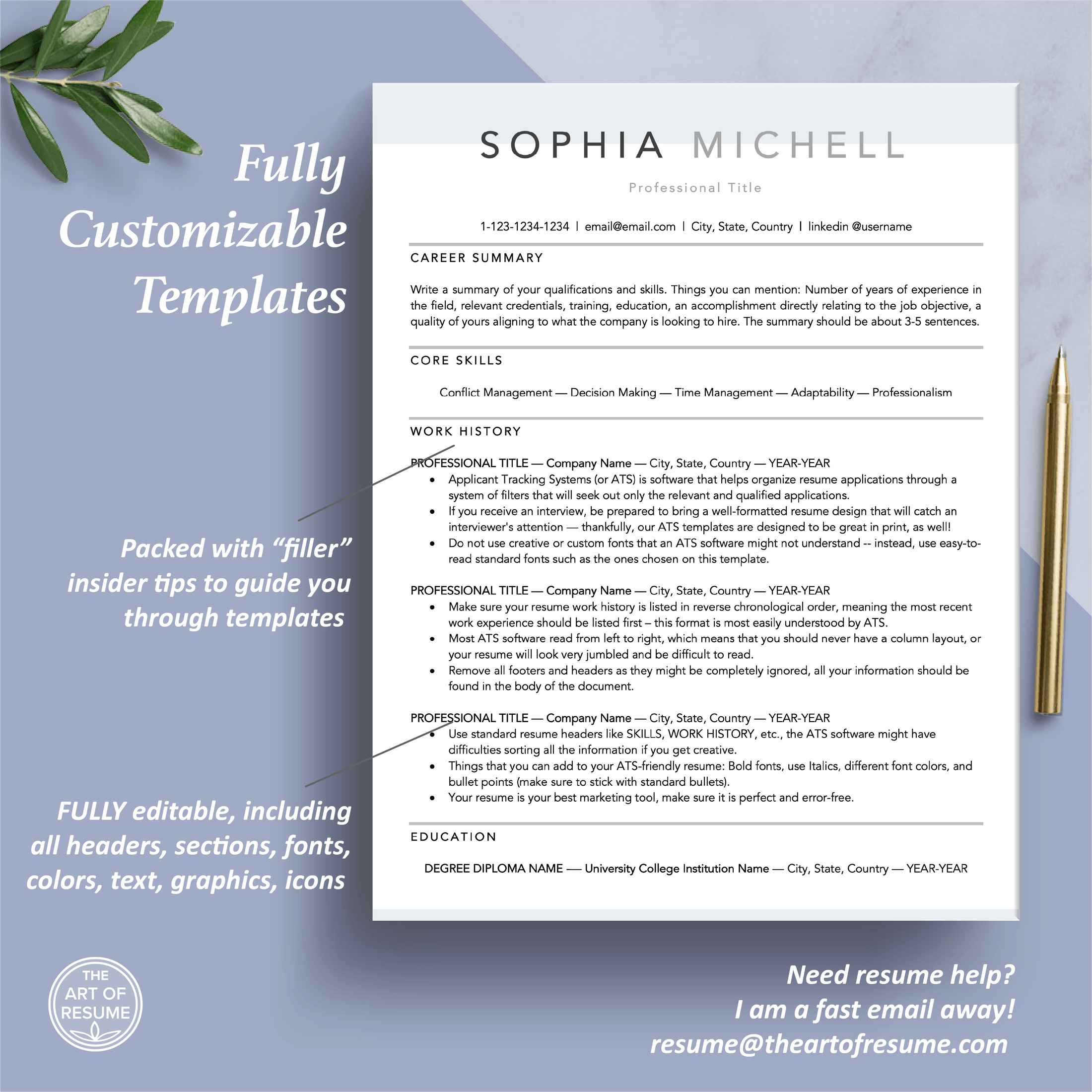 ATS-Friendly Compatible Resume Template | Executive Professional CV Re ...