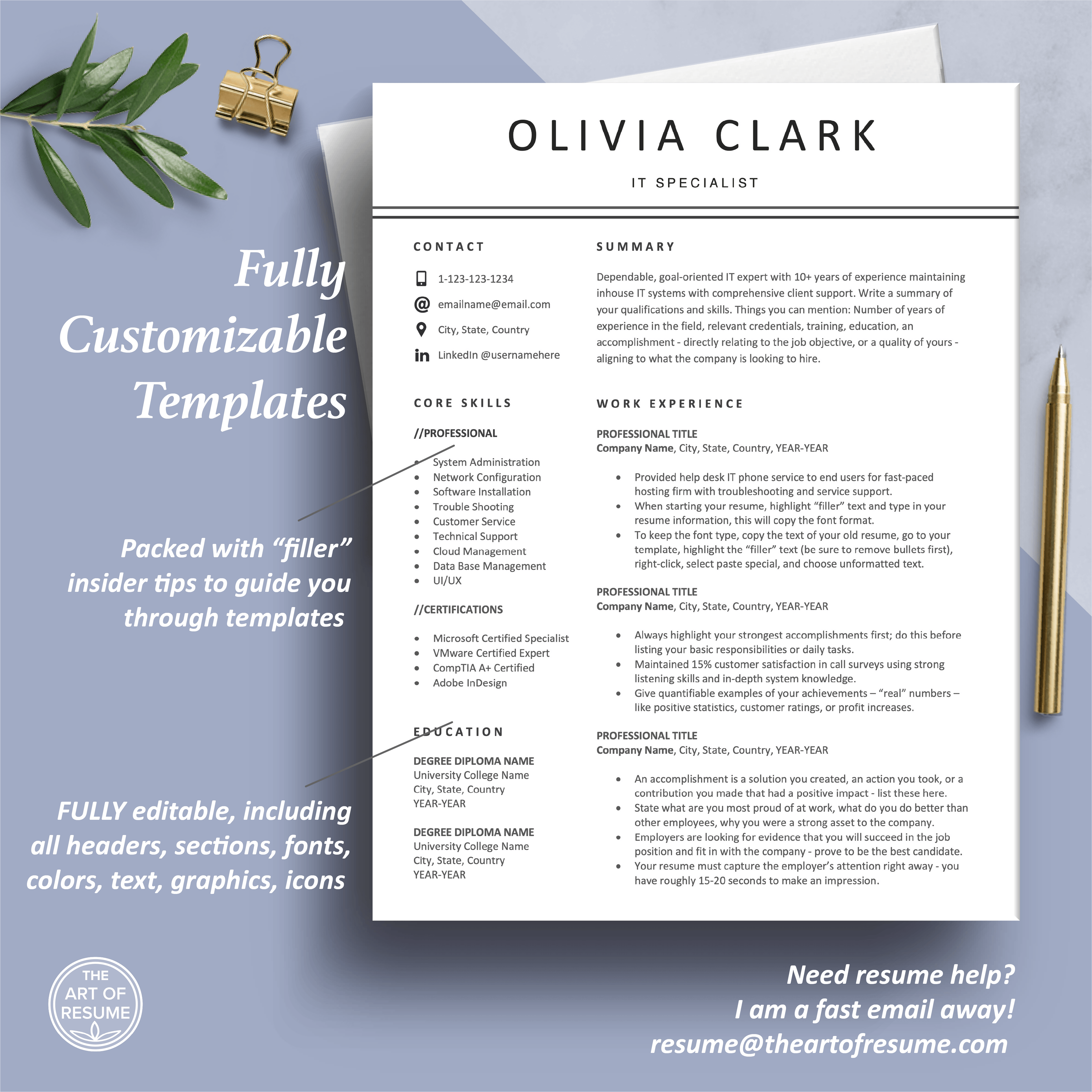 Professional Resume Download | 5-Page Simple CV Design – The Art of Resume