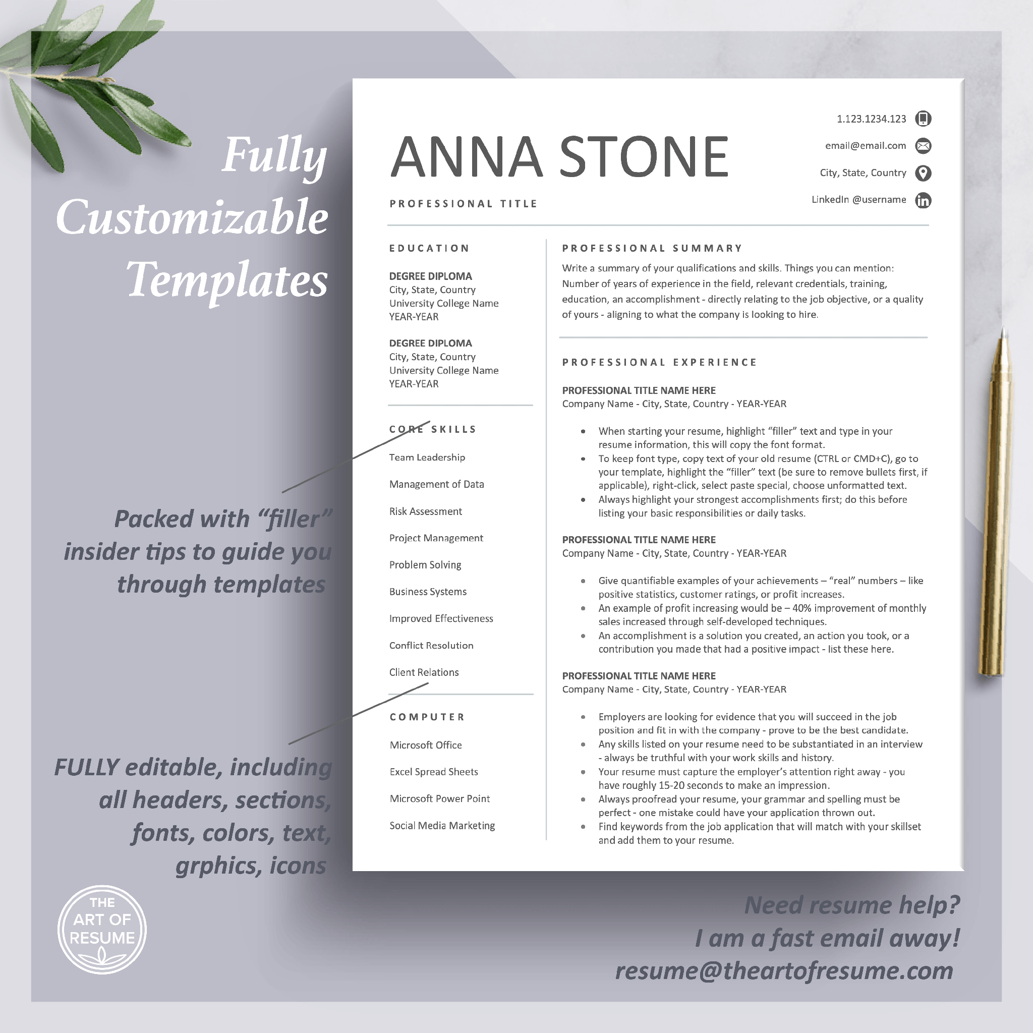 Simple Resume Design Builder | Professional Resume Templates – The Art ...