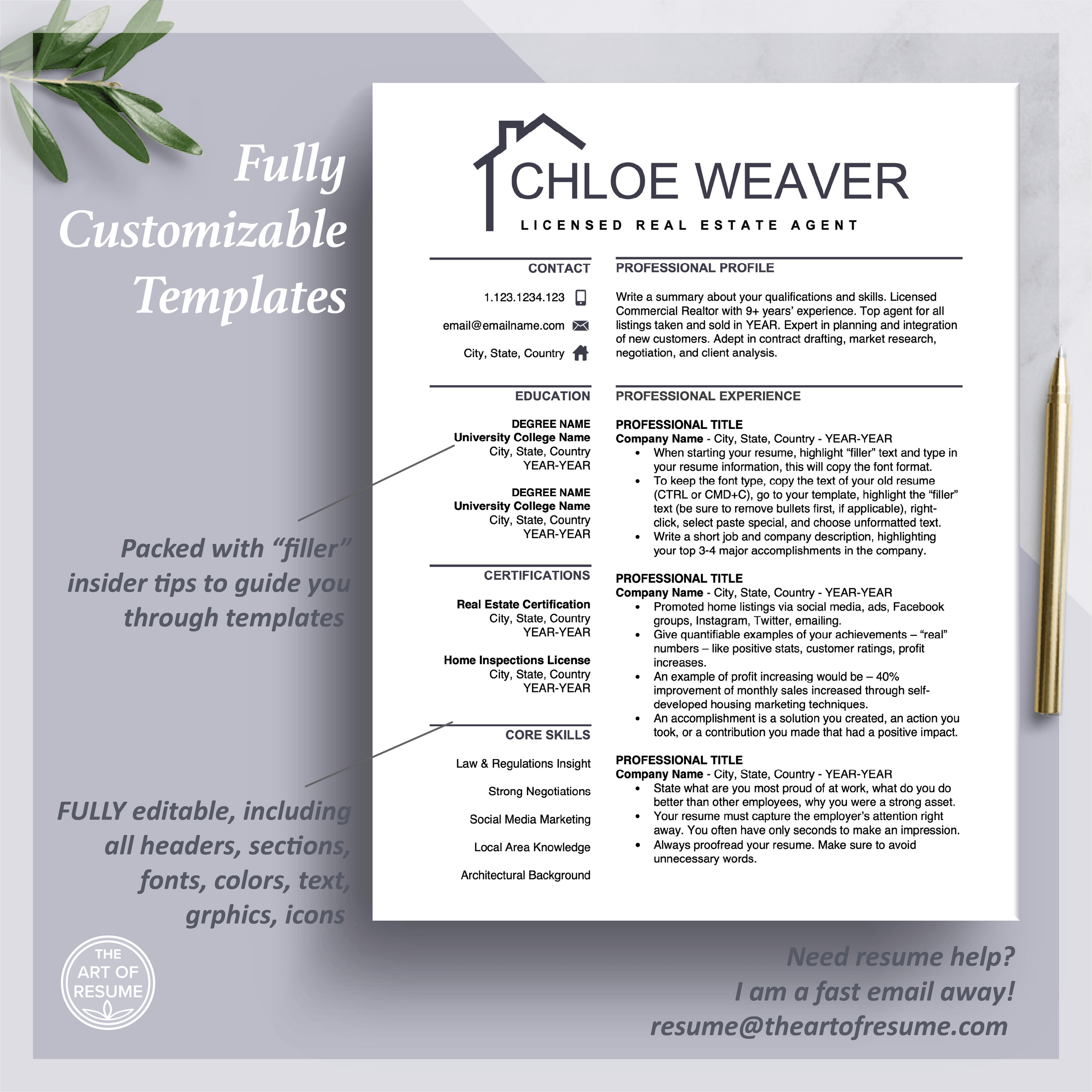 Realtor CV Resumes with Free Cover Letter – The Art of Resume