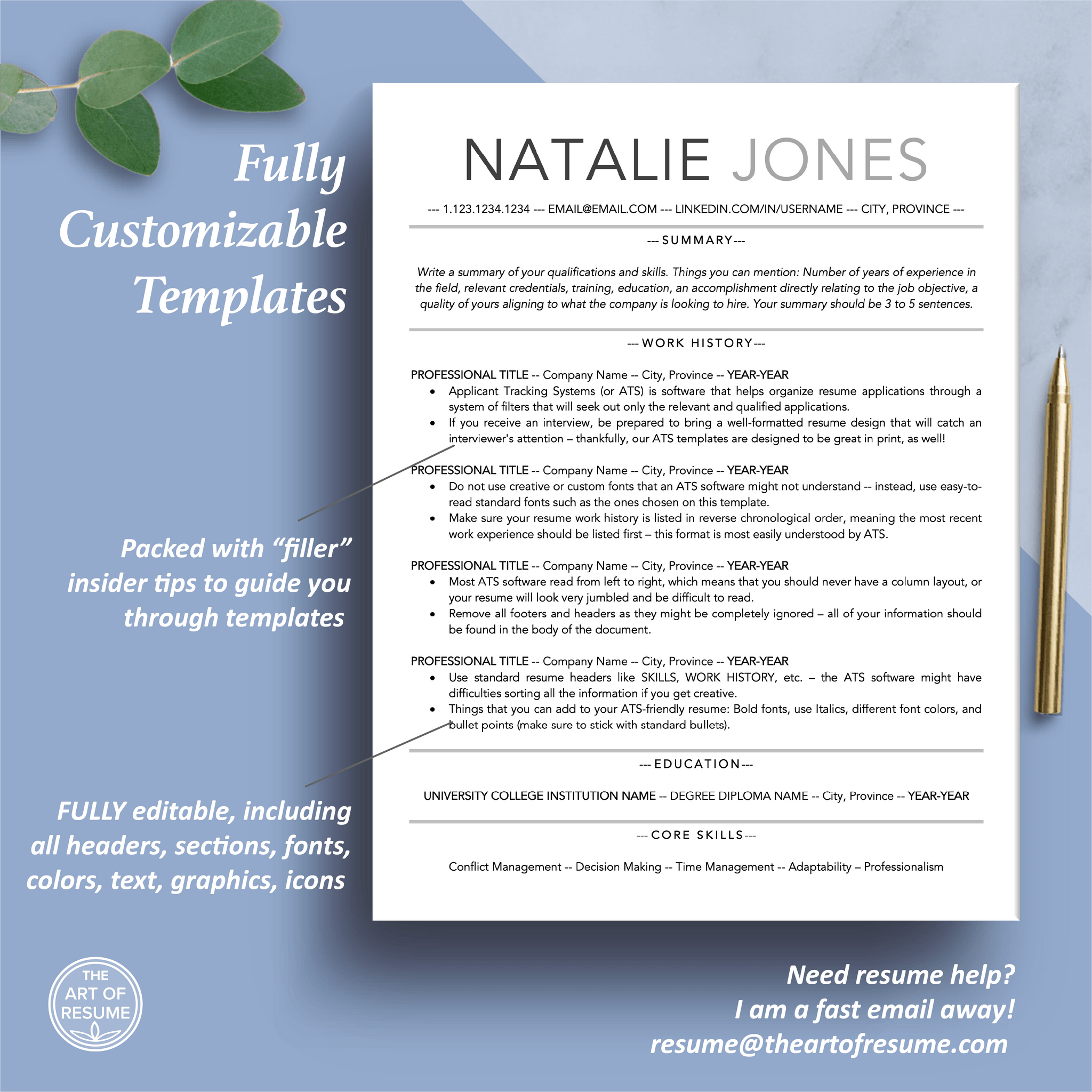ATS-Friendly Resume | Modern CV Template | FREE Resume Guide – The Art ...