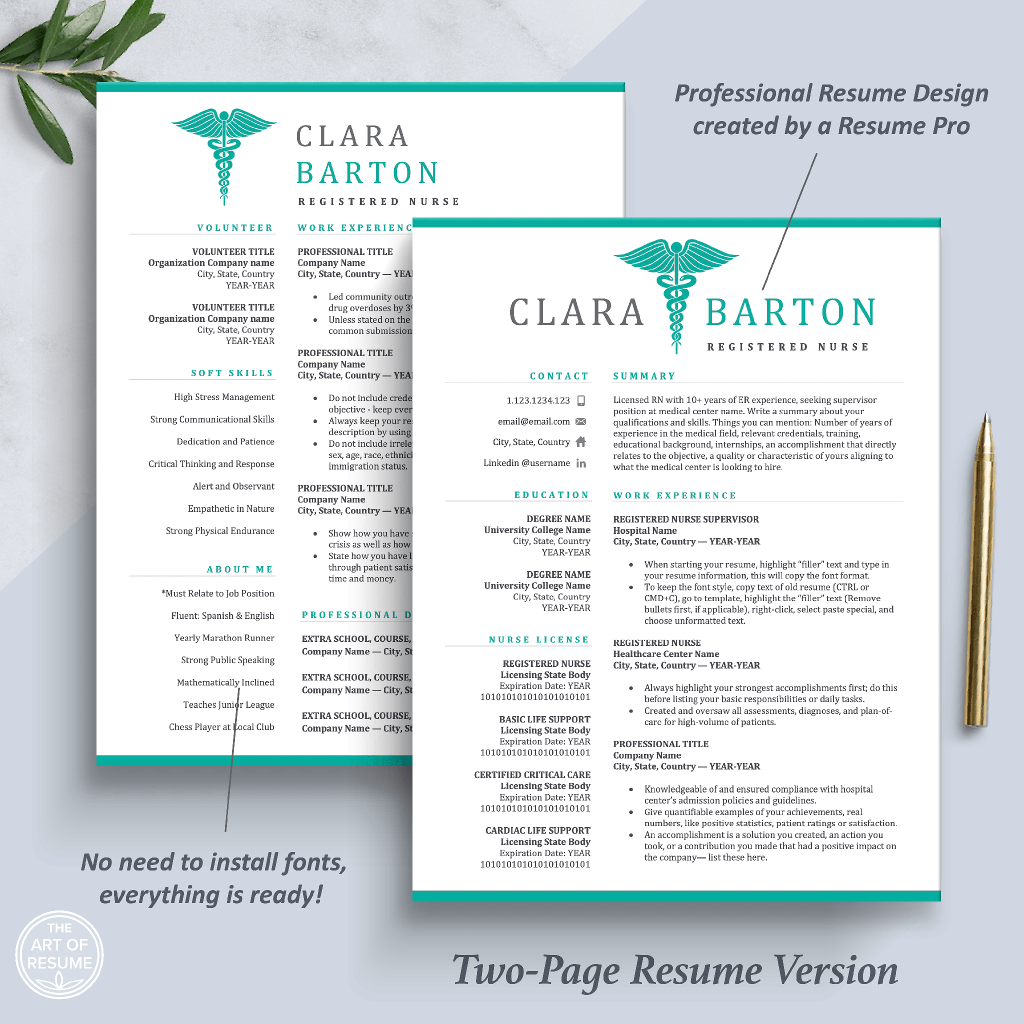 Nurse Resume Template | RN Nursing Resumes | Medical Doctor CV – The ...