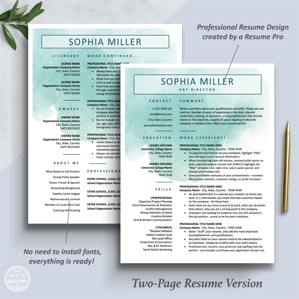 Creative Resume Template Builder | Free Resume Writing Guide – The Art ...