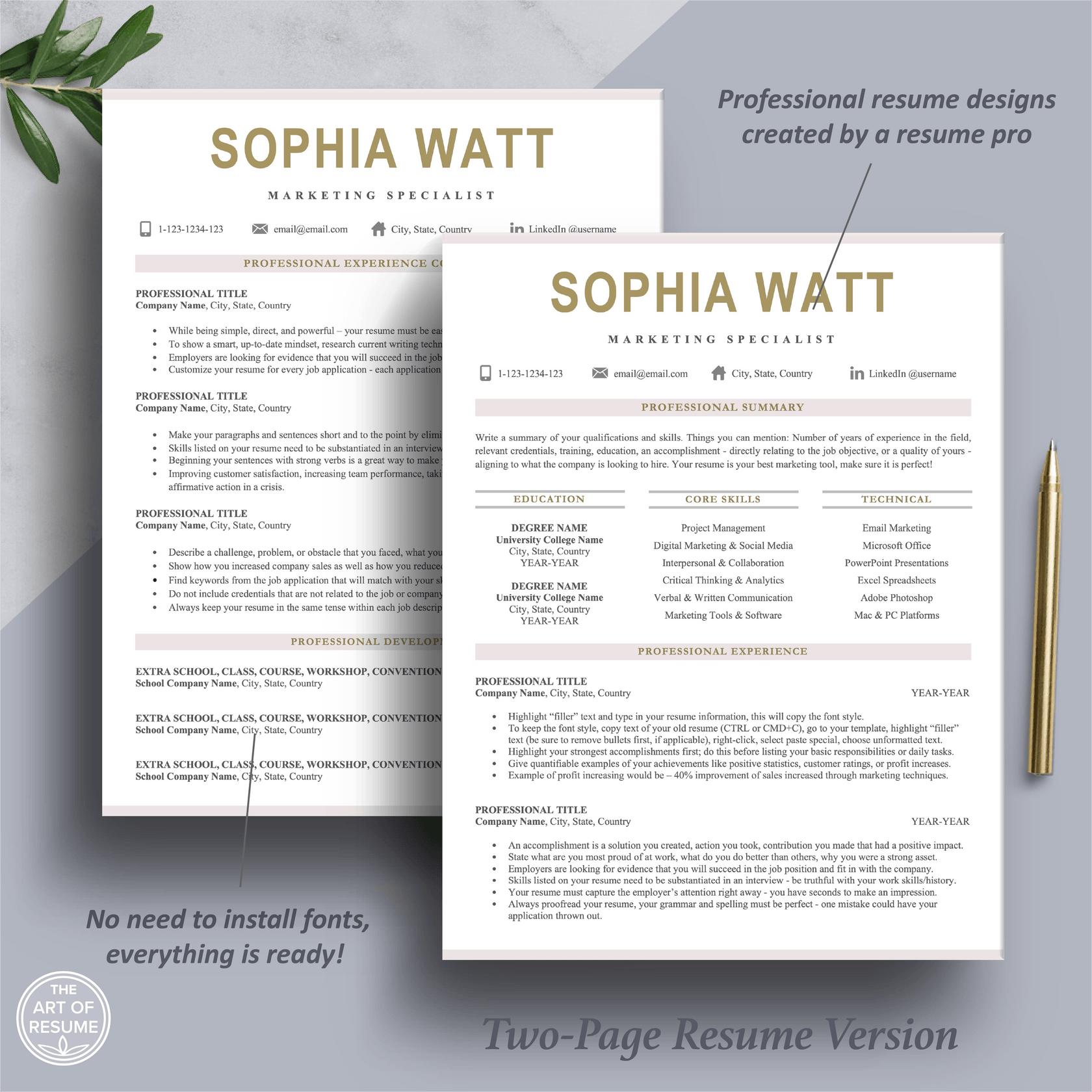Modern Resume Designs, Professional CV Templates (It's Easy!) – The Art ...