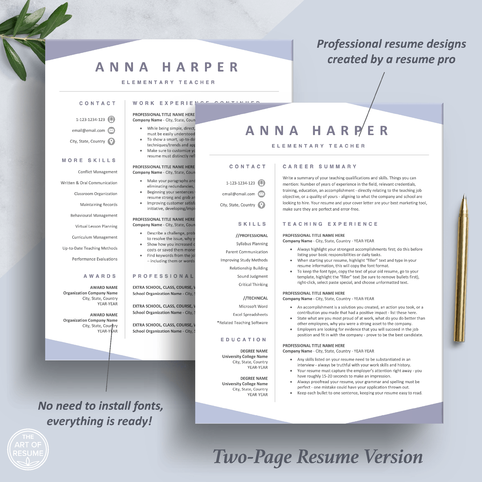 Teacher Resume Template | Teaching Educator CV – The Art of Resume