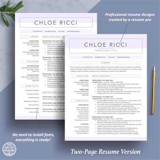 Pink Resume Template Design | CV with Cover Letter – The Art of Resume