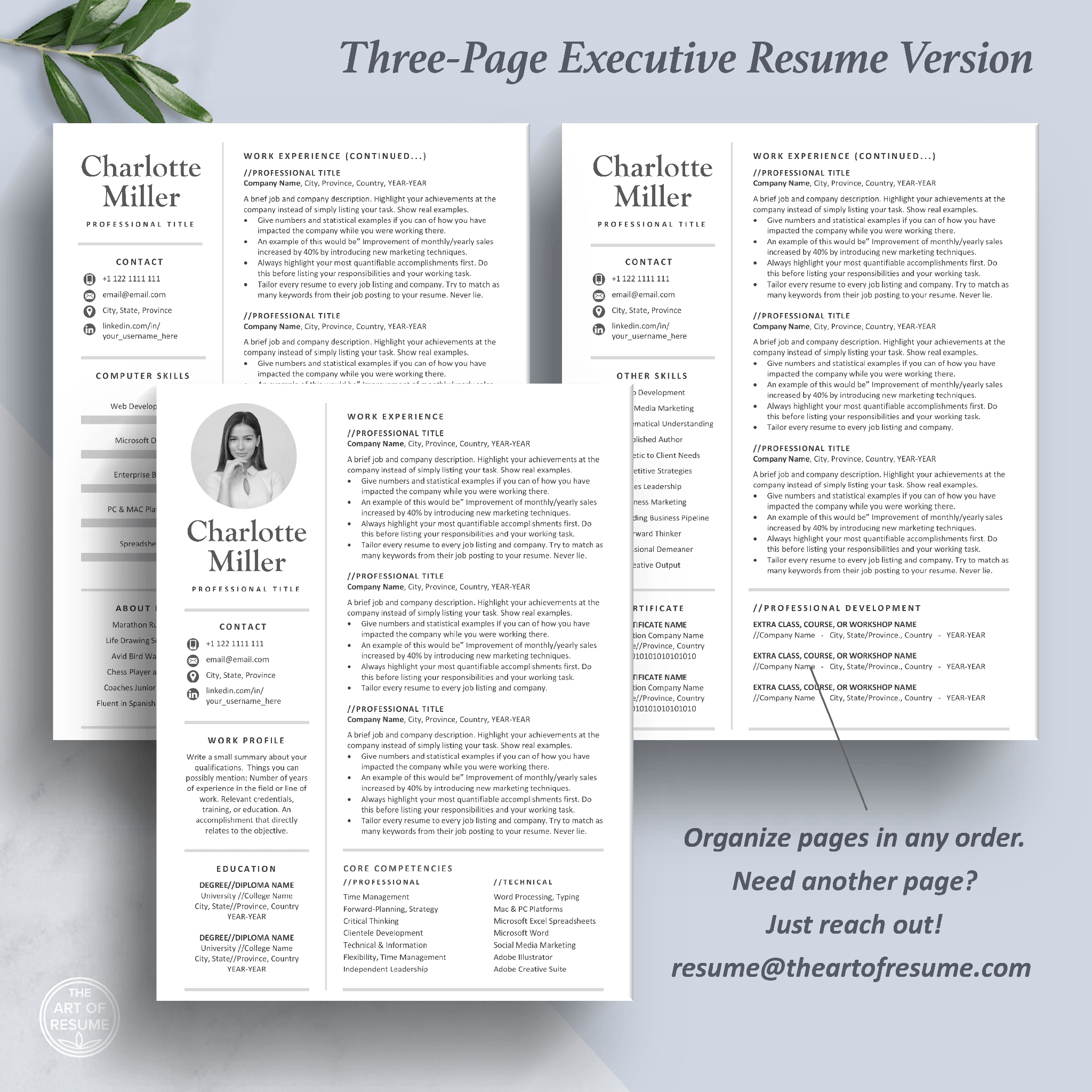 Professional Resume with Picture | Simple Resume Design Bundle – The ...