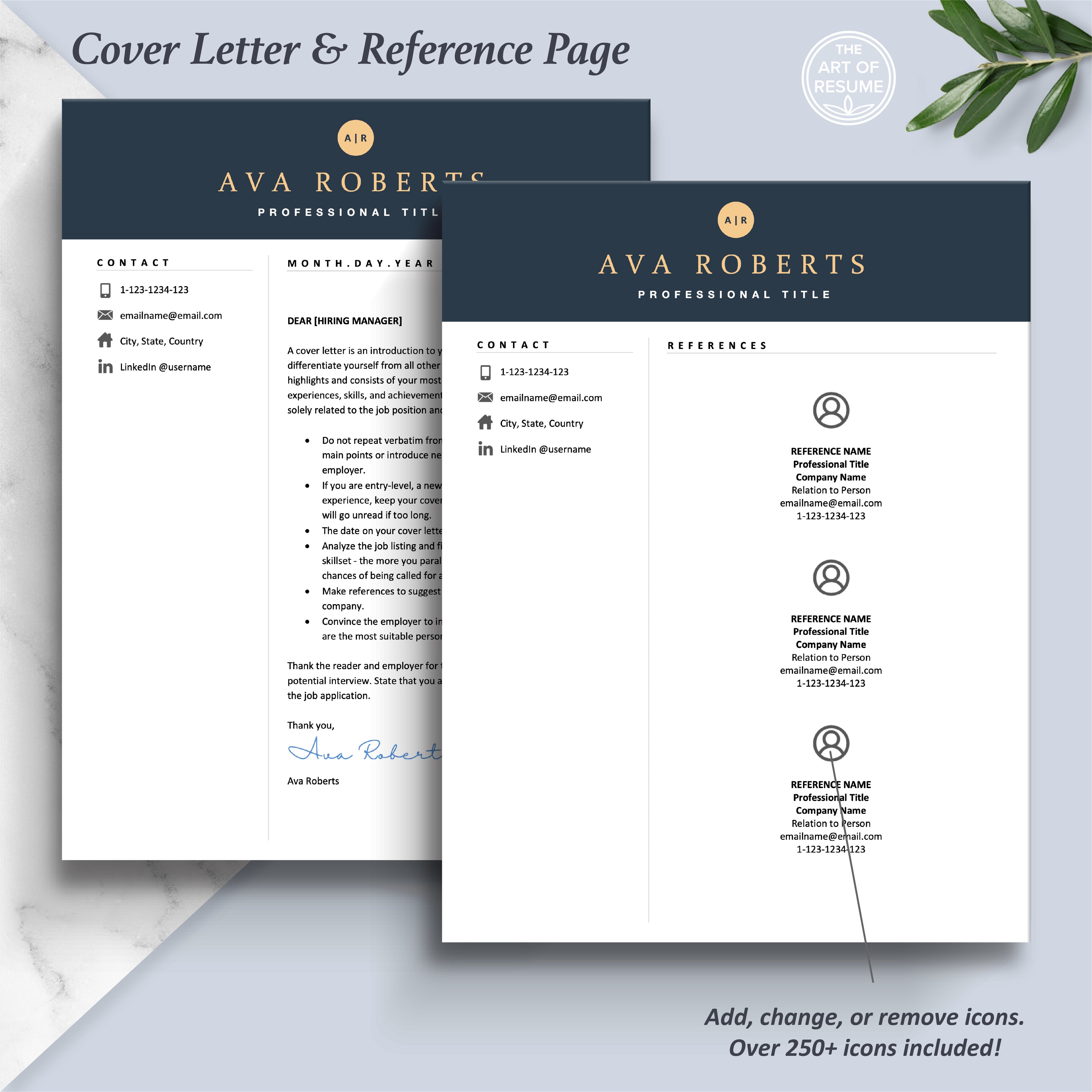 Professional Resume Template | Free Matching Cover Letter – The Art of ...