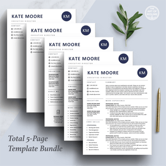 Professional Navy Blue Resume Template Design | Free Cover Letter – The ...