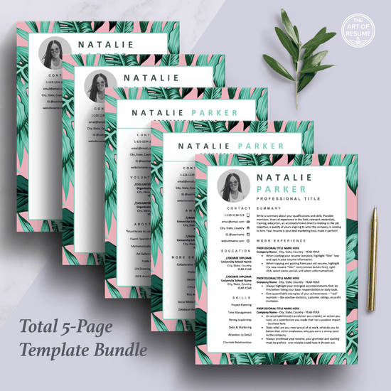 Creative Resume Templates with Photo Insert | Floral Resume Design ...