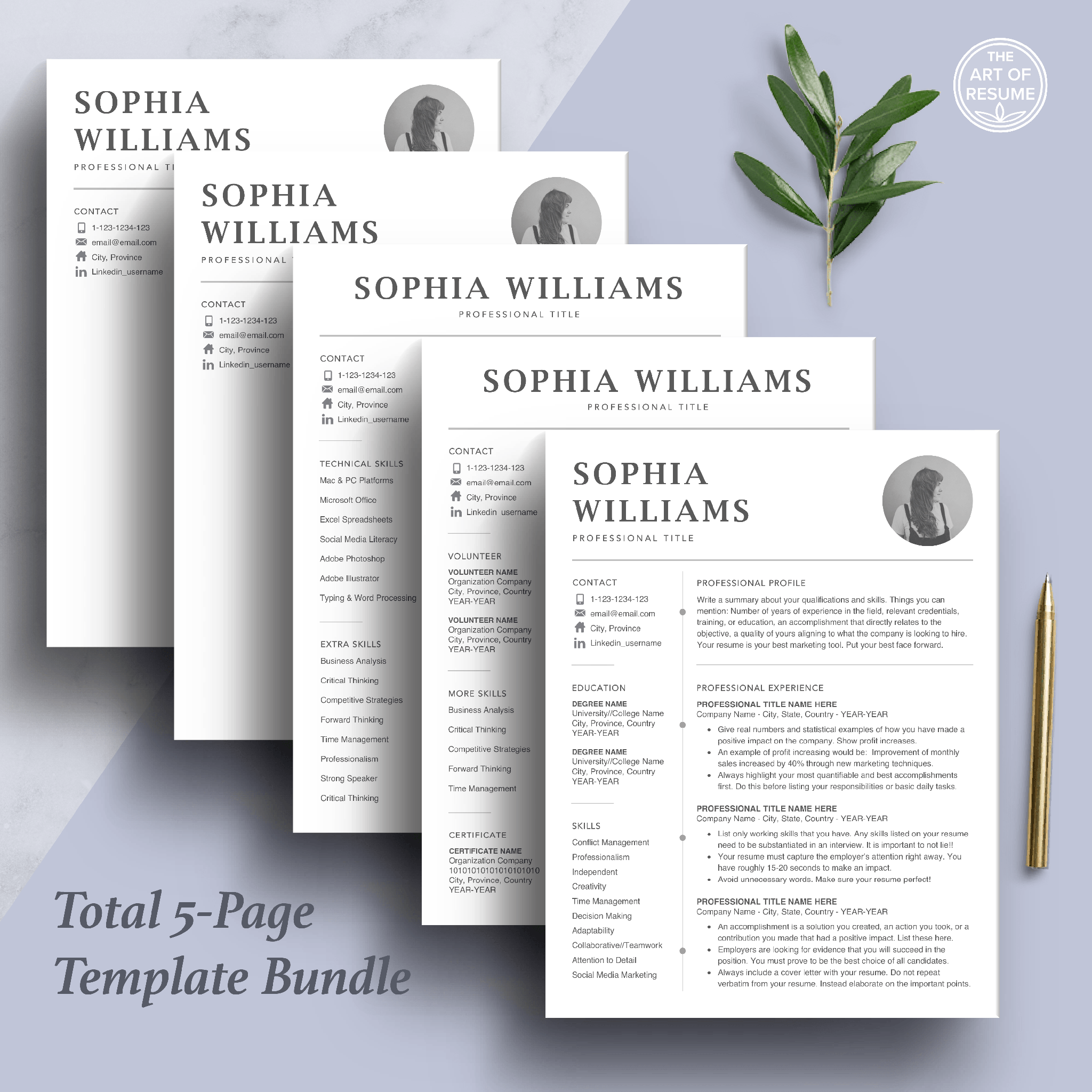 Free Resume Template Bundle with Code: 2FOR1 – The Art of Resume