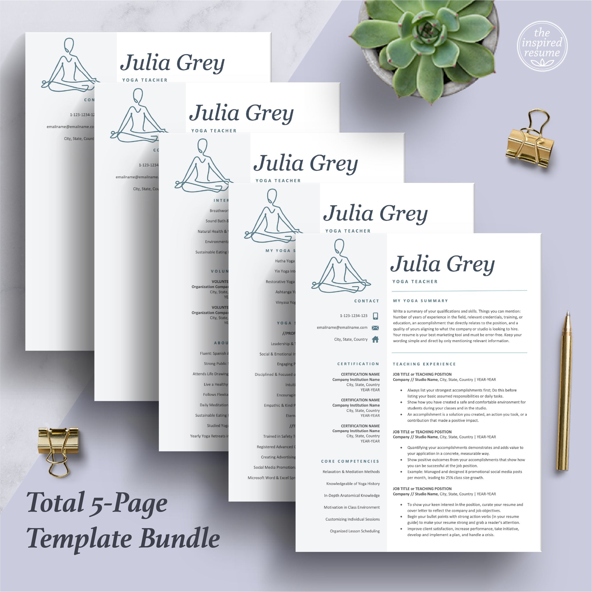 Yoga Teacher Resume Template, Yoga Instructor CV Template – The Art of ...
